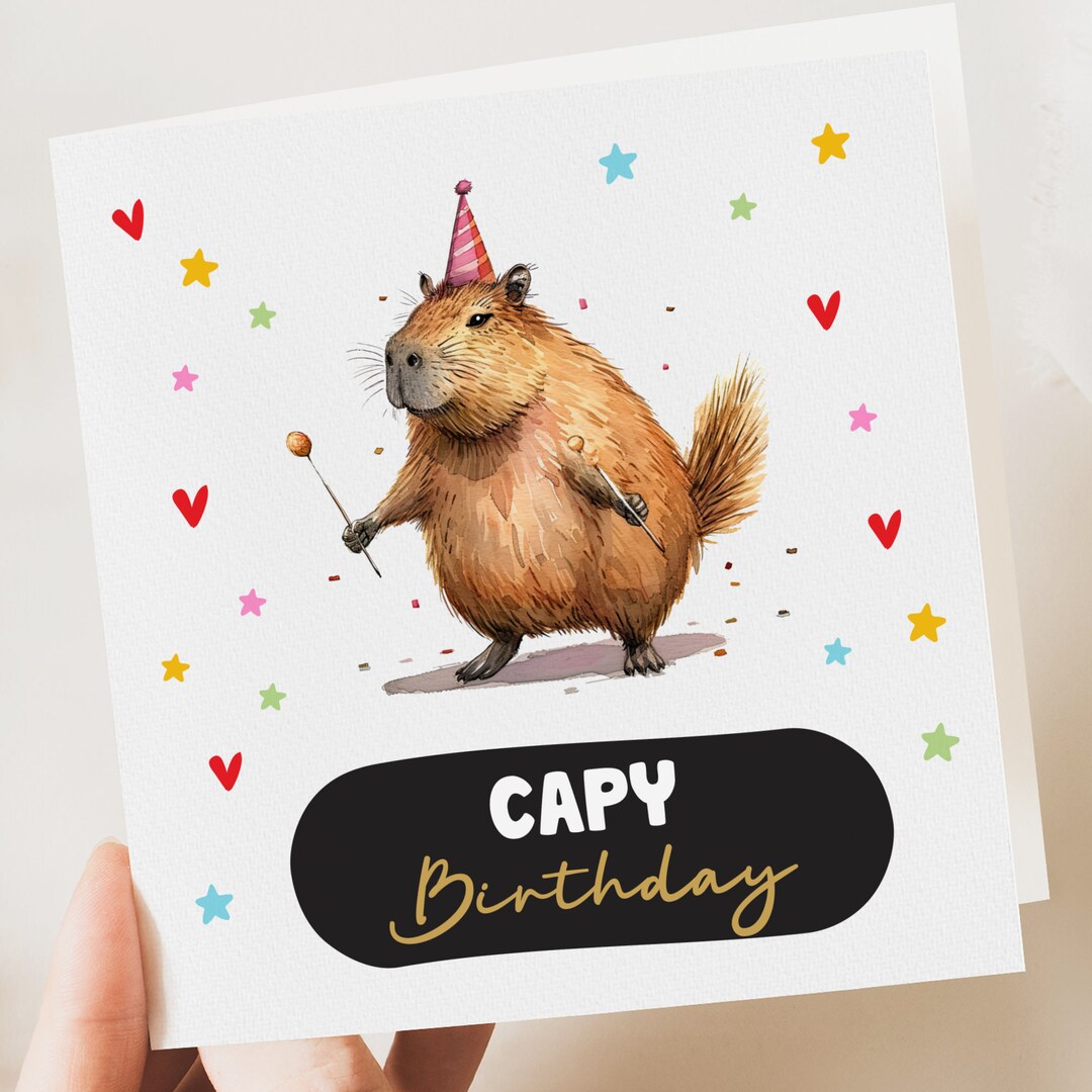 Capy Birthday Card - Happy Capybara Cards - Capybara Lover Gift Token ...