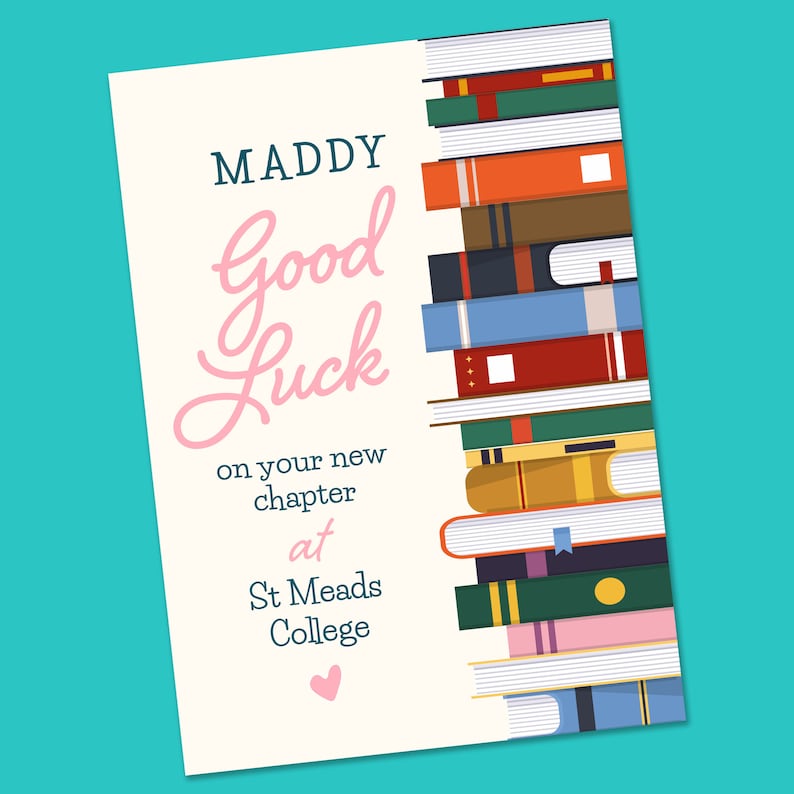 Good Luck College Card, Card for Girl, First Day at University, Back to ...