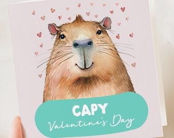 Capy Valentine's Day Card Happy Capybara Cards Capybara Lover Gift ...