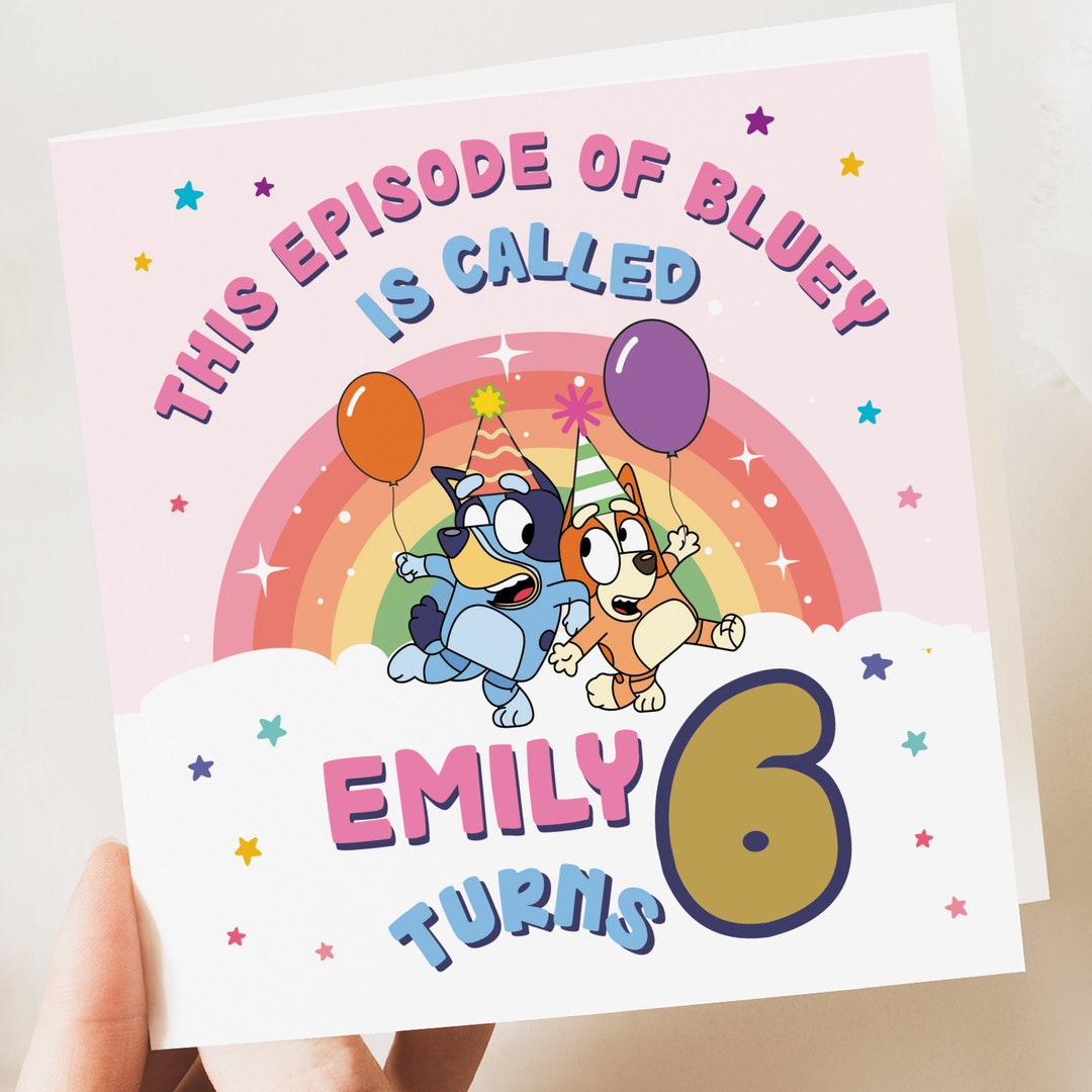 Bluey Birthday Day Card, Girls, Daughter, Granddaughter, Niece, Bluey ...
