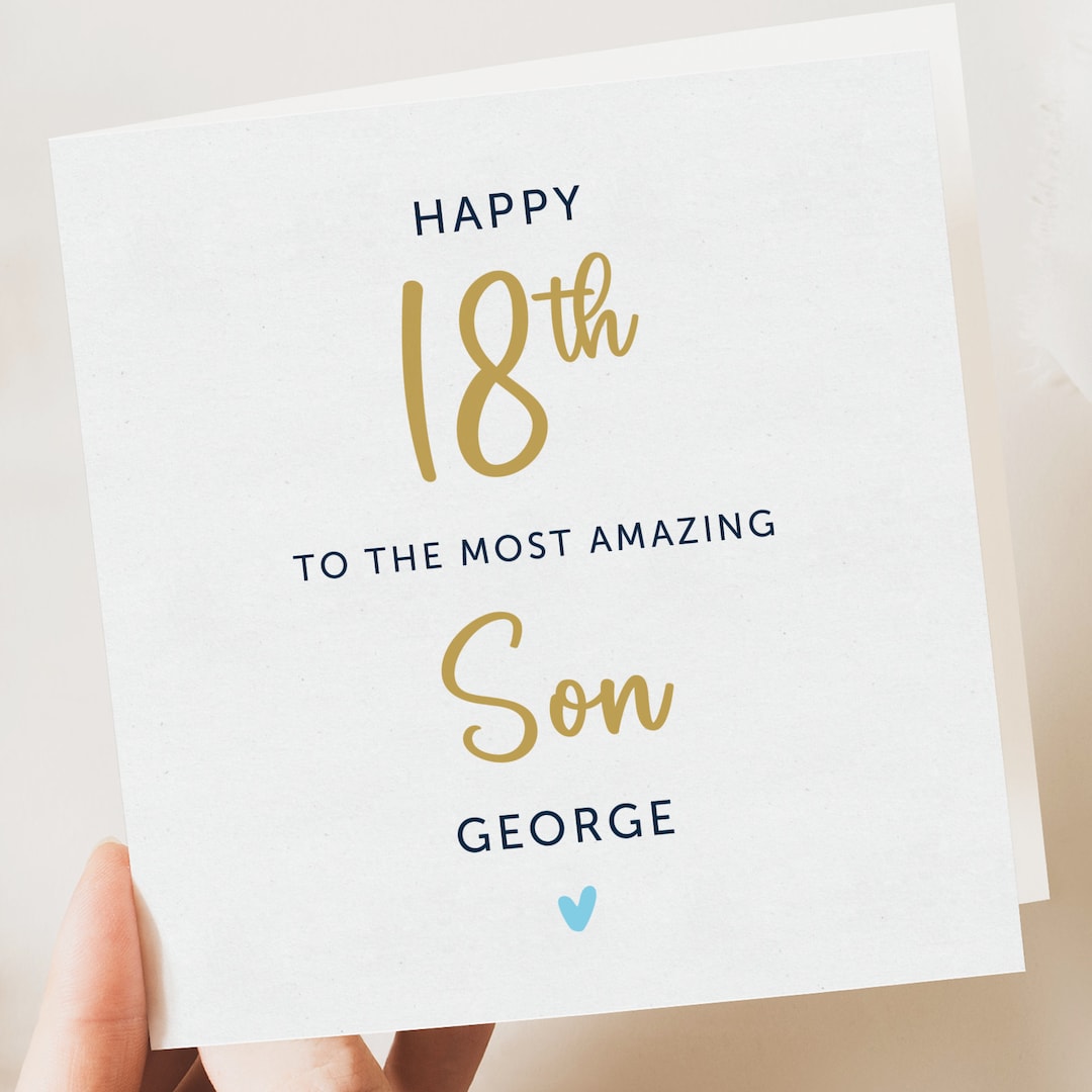 Son 18th Birthday Card, Personalised Birthday Card for Him, 18th ...