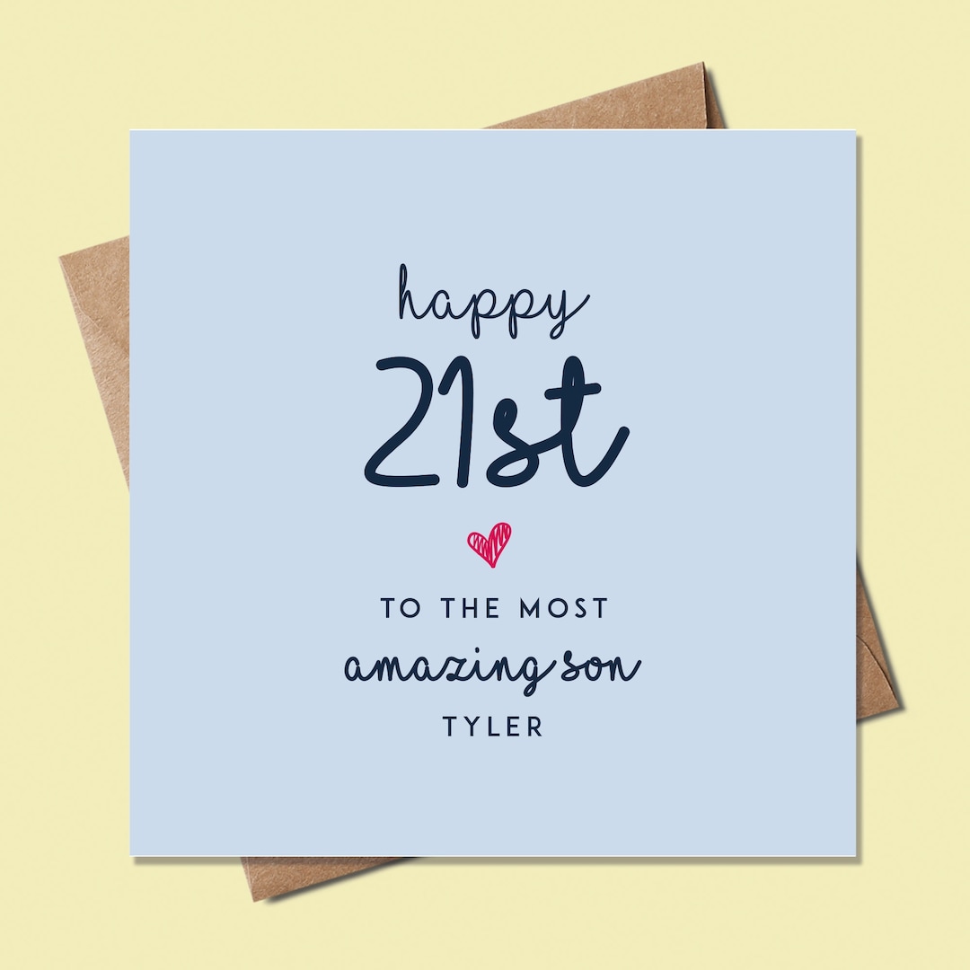 21st Birthday Card for Him, 21st Birthday Card for Son, Personalised ...