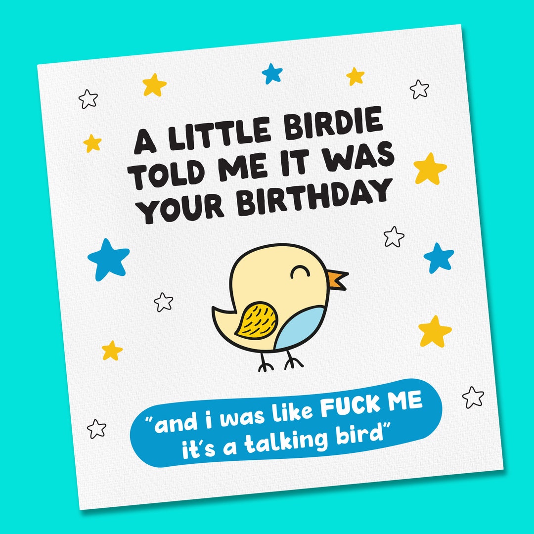 Funny Birdie Birthday Card, Birthday Card, Fun Birthday Card, Silly ...