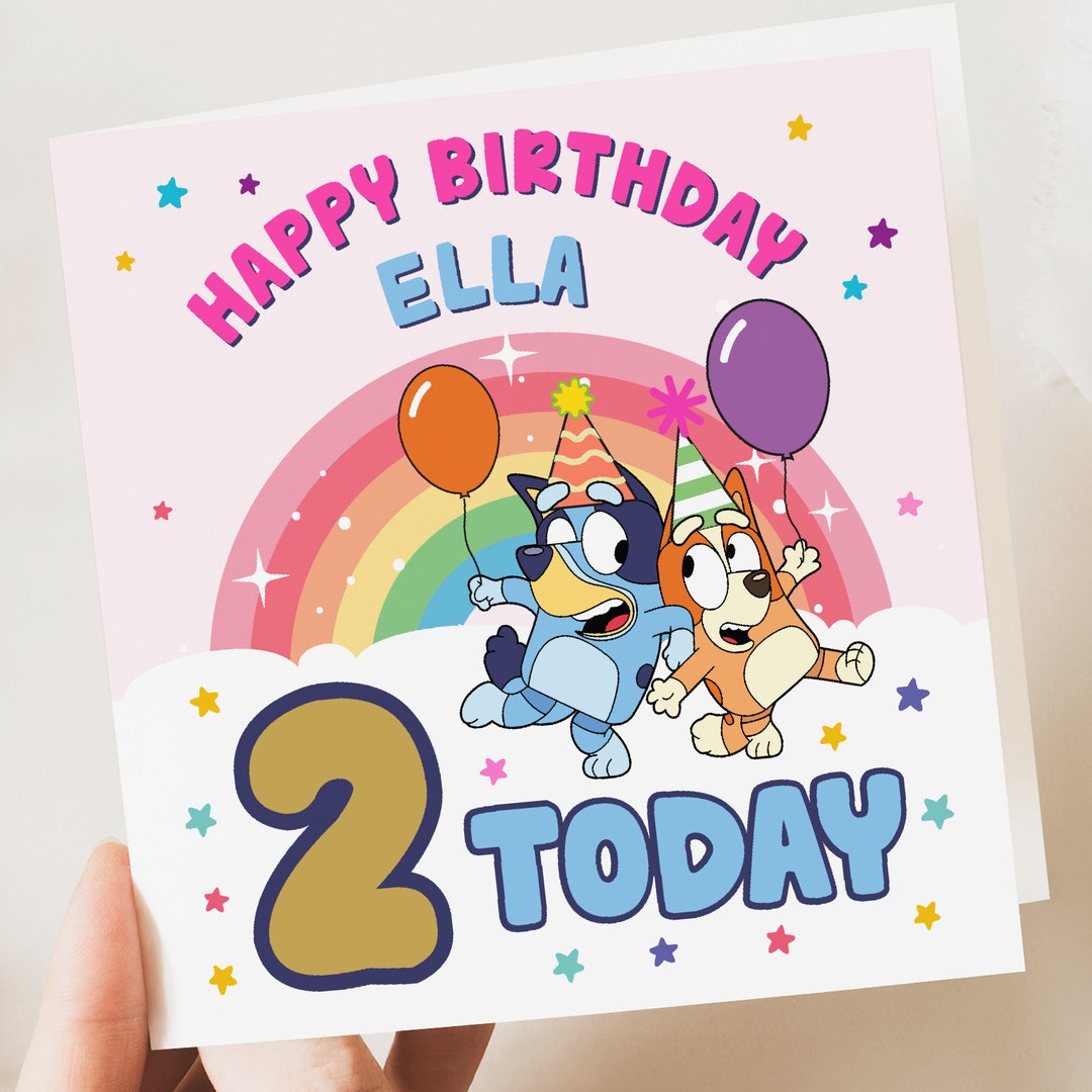 Bluey Birthday Day Card, Girls, Daughter, Granddaughter, Niece, Bluey ...