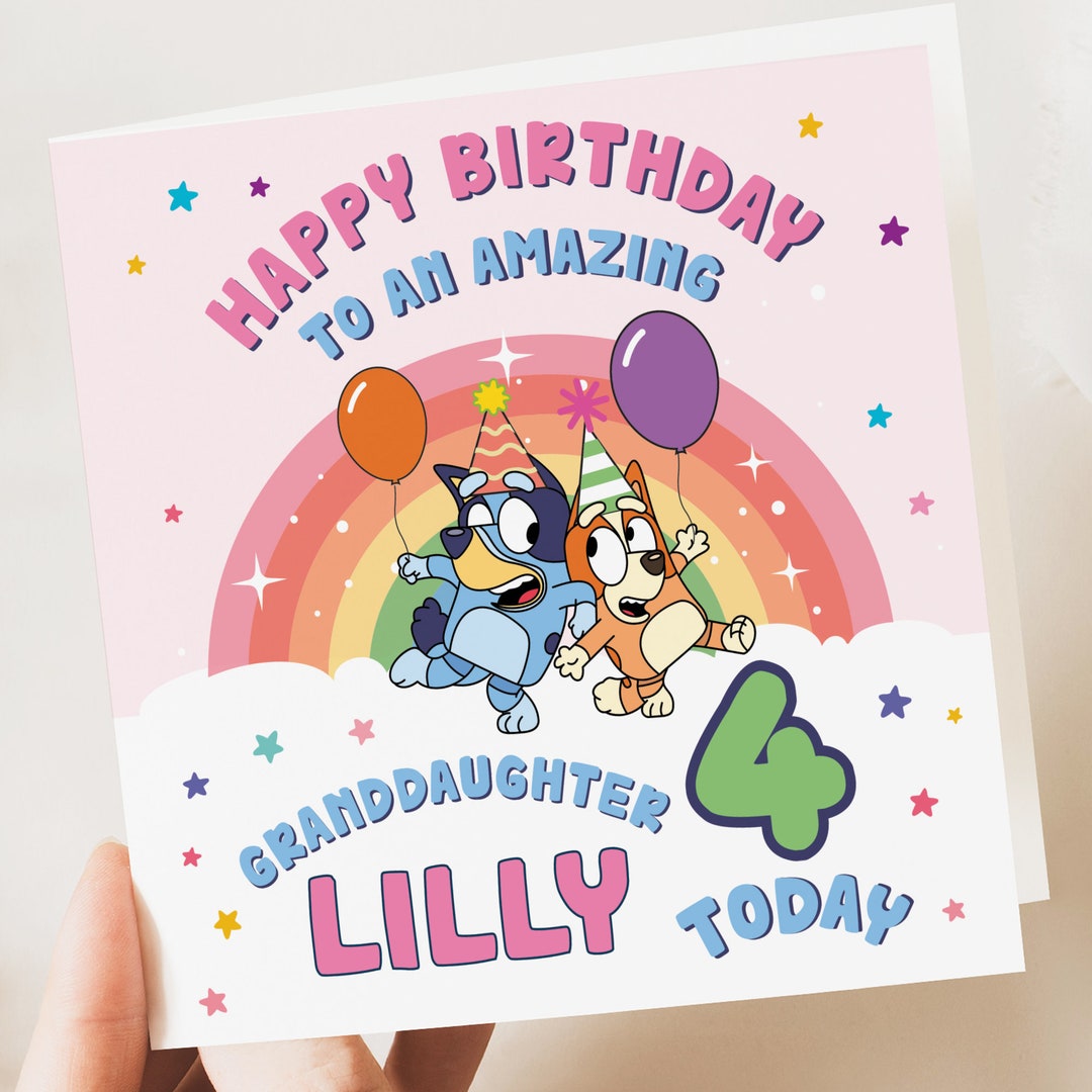 Bluey Birthday Day Card, Girls, Daughter, Granddaughter, Niece, Bluey ...