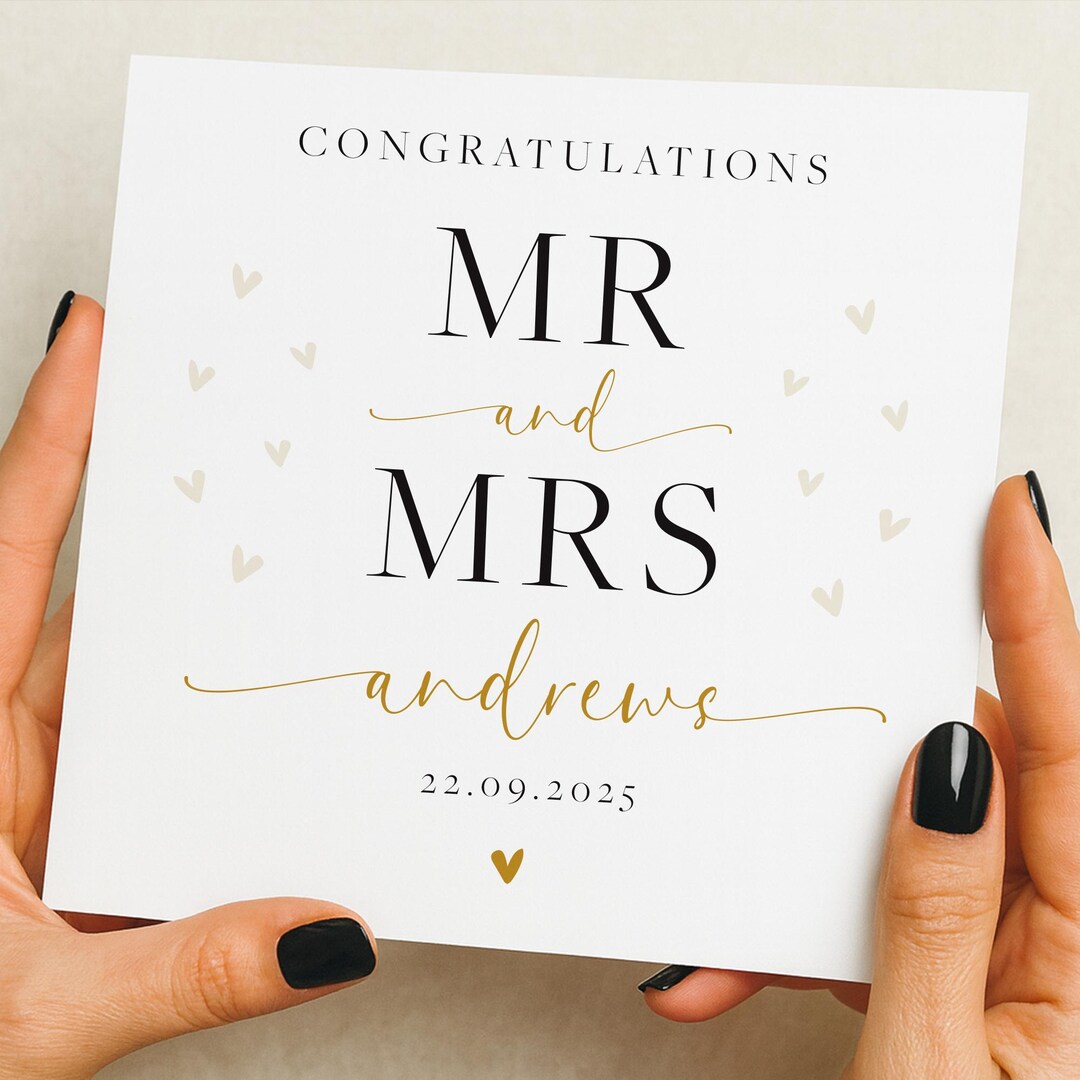 Personalized Wedding Card: Mr and Mrs, Modern Minimalist Design - Etsy