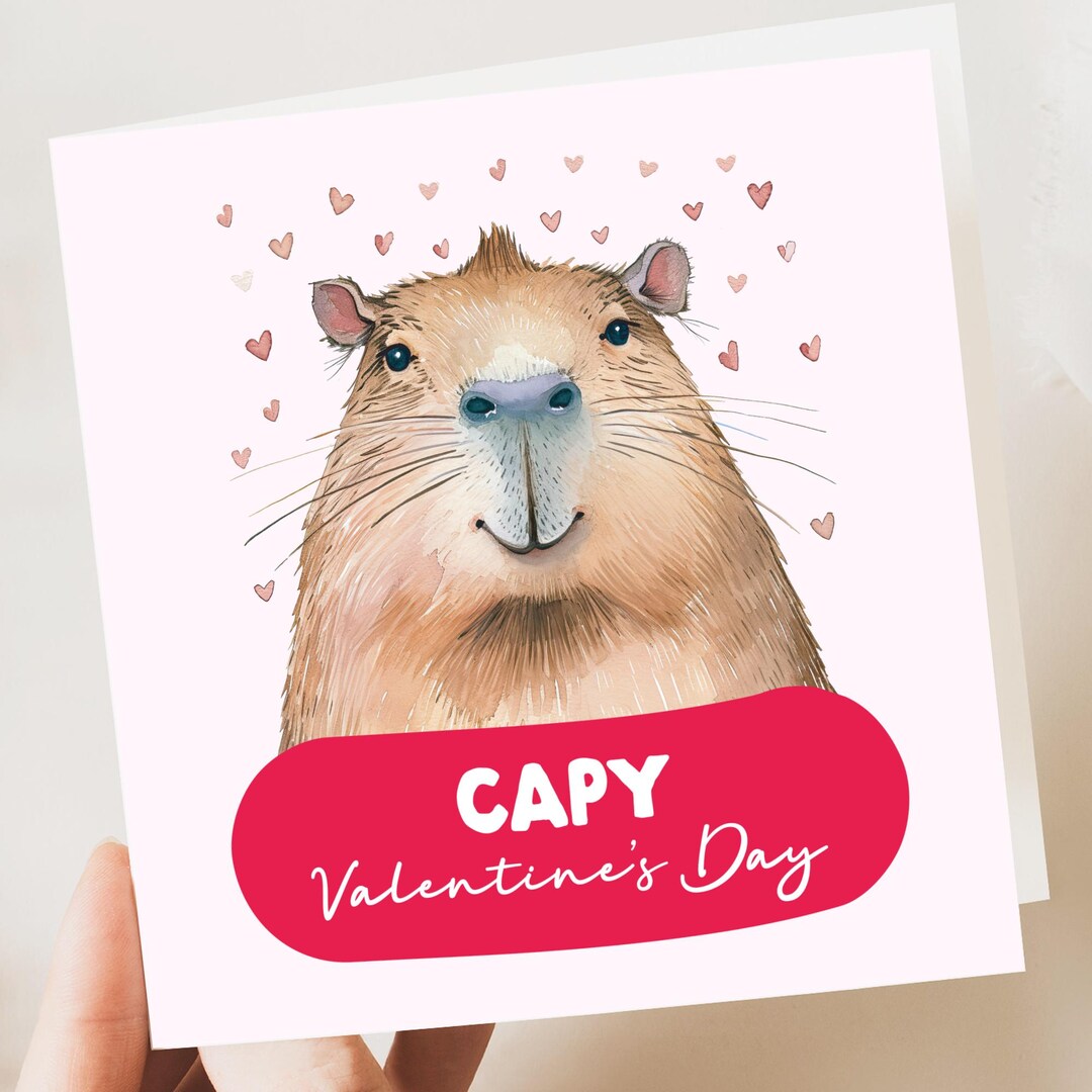Capy Valentine's Day Card - Happy Capybara Cards - Capybara Lover Gift ...