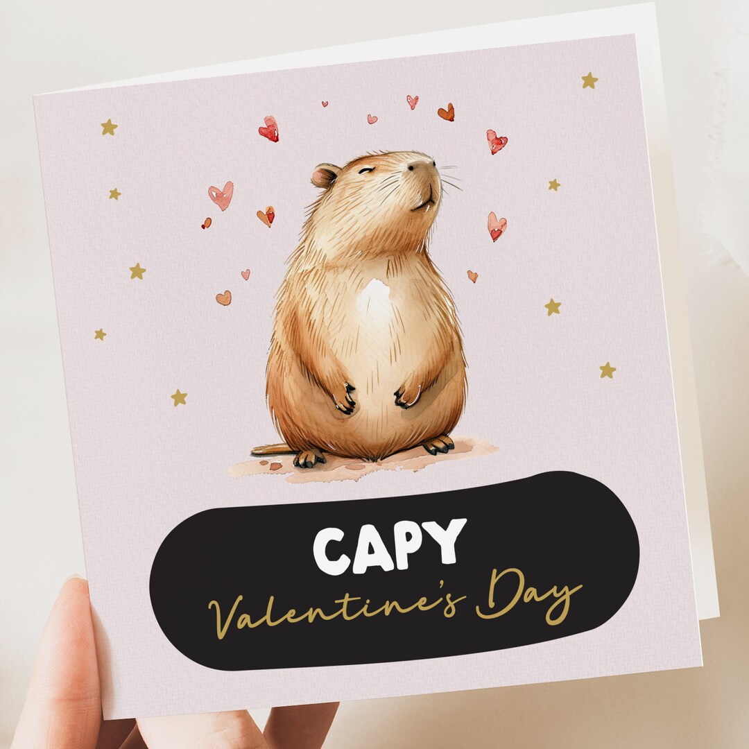 Capy Valentine's Day Card - Happy Capybara Cards - Capybara Lover Gift ...