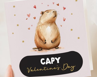 Capy Valentine's Day Card - Happy Capybara Cards - Capybara Lover Gift ...
