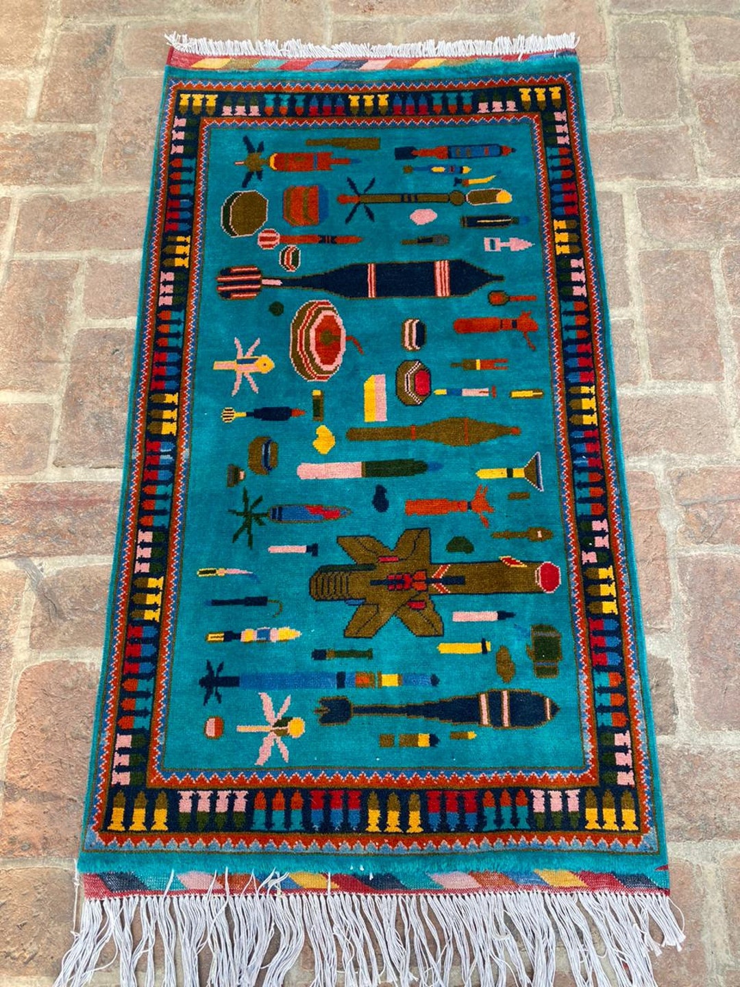 Size 144 Cm X 90 Cm Afghan Hand Made War Rugs, Russian War Mines ...