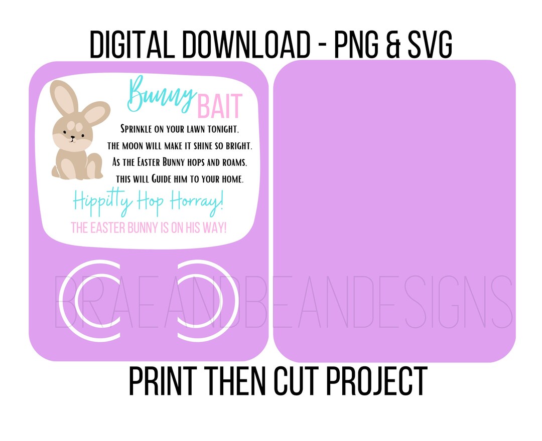Easter Card Template SVG, Digital Download, Bunny PNG, Bunny Bait ...