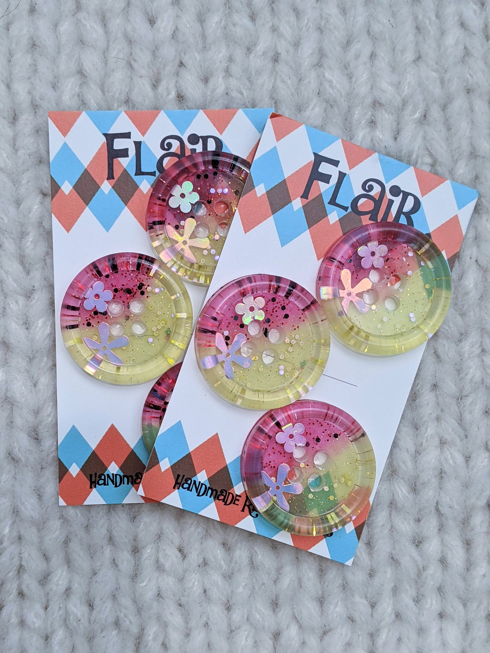 Resin Glitter Buttons: Pop Blossoms 1-1/8" Button Set - Etsy