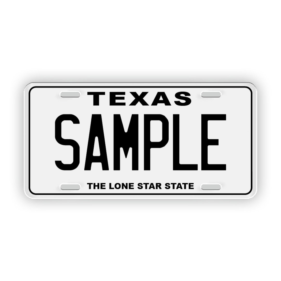 White Custom Texas License Plate - Etsy