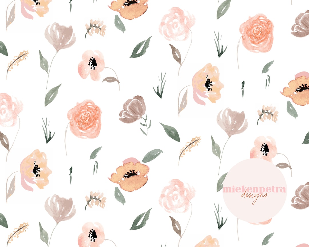 Wildflower Watercolor Floral Seamless Pattern: Digital Paper ...