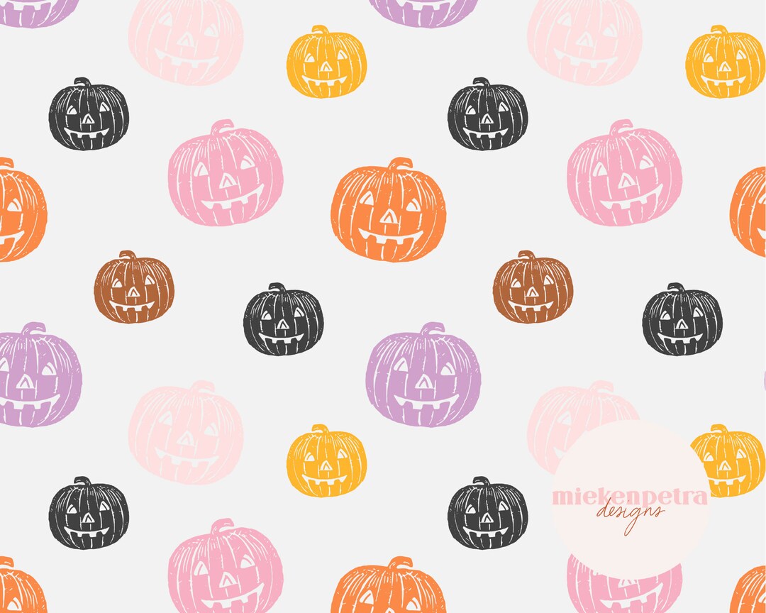 Cute Retro Multi Color Pumpkins Seamless Pattern | Digital Paper ...