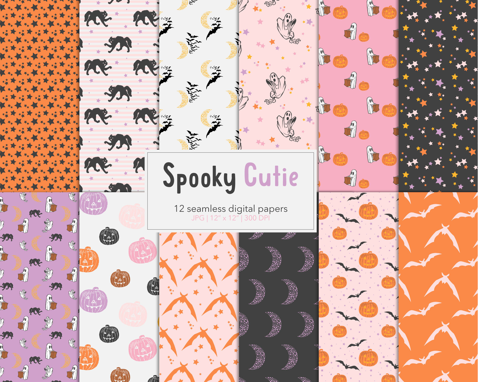 Spooky Cutie HALLOWEEN | Digital Paper Pack | Set of 12 Seamless ...