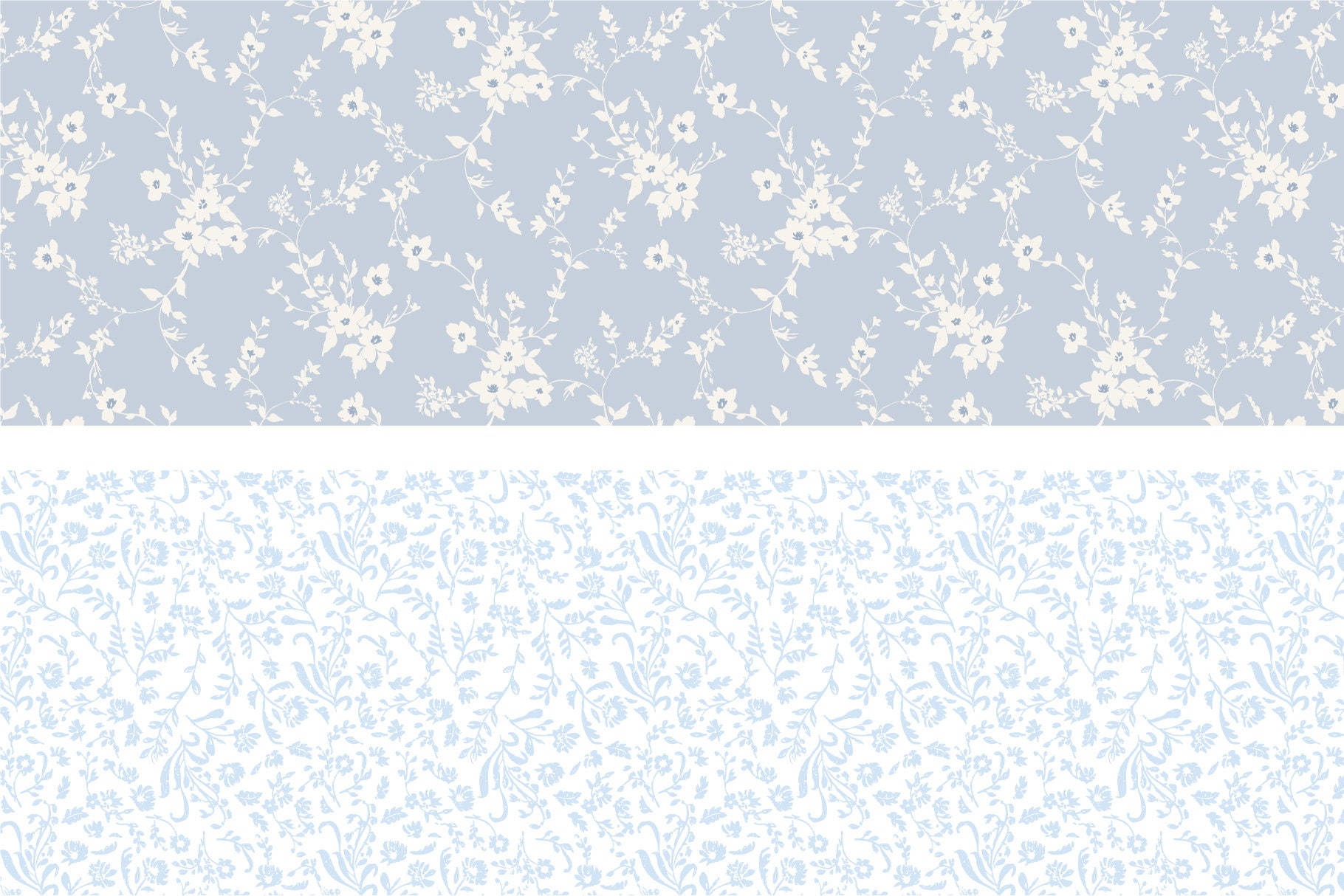 Baby Blue Florals | Digital Paper Pack | Set of 8 Seamless Repeating ...