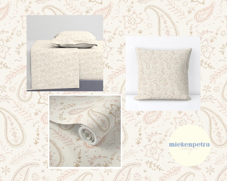 Boho Light Pink Paisley Seamless Pattern | Digital Paper | Western ...