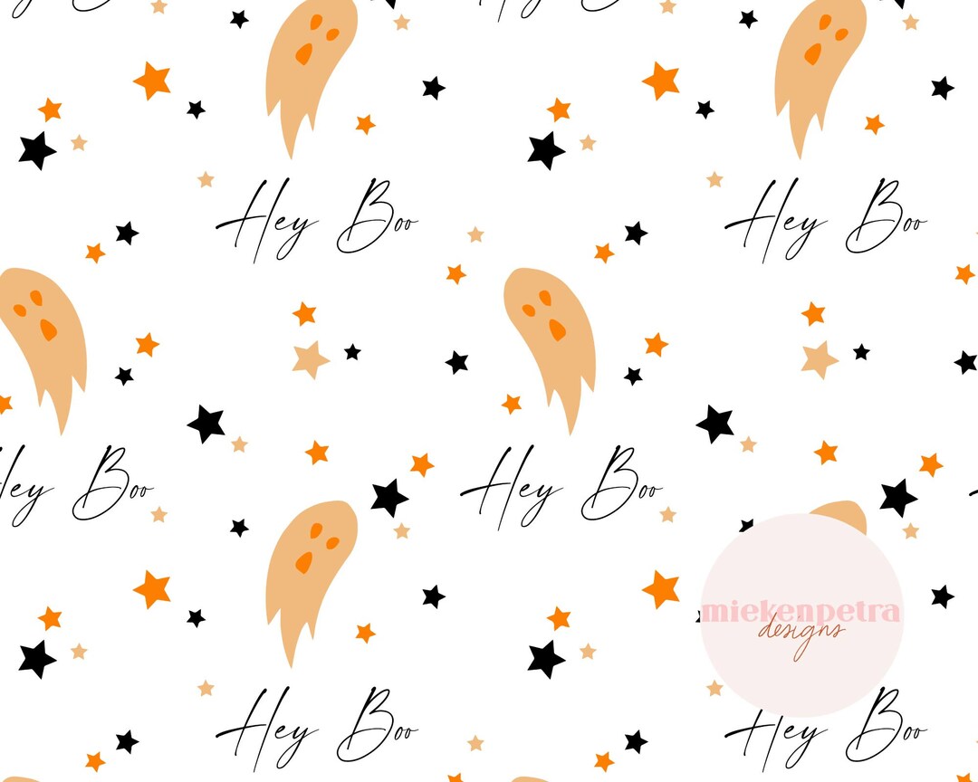 Hey Boo Ghosts and Stars Seamless Pattern | Digital Paper | Retro Cute ...