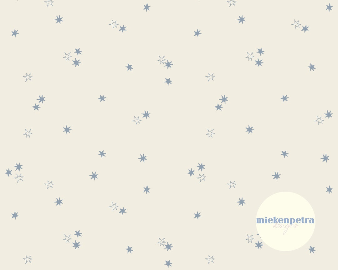 Hand Drawn Stars Seamless Pattern | Blue, Beige Digital Paper | High ...