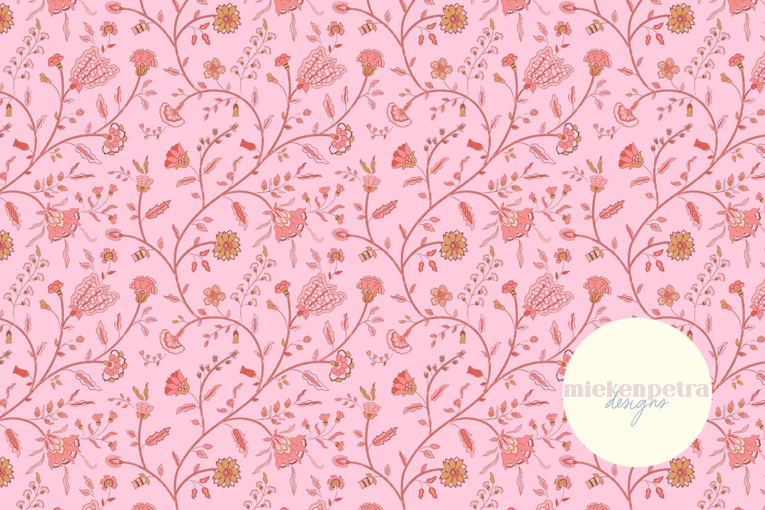 Boho Hot Pink Floral Chintz Pattern: Seamless Digital Paper (JPG) - Etsy