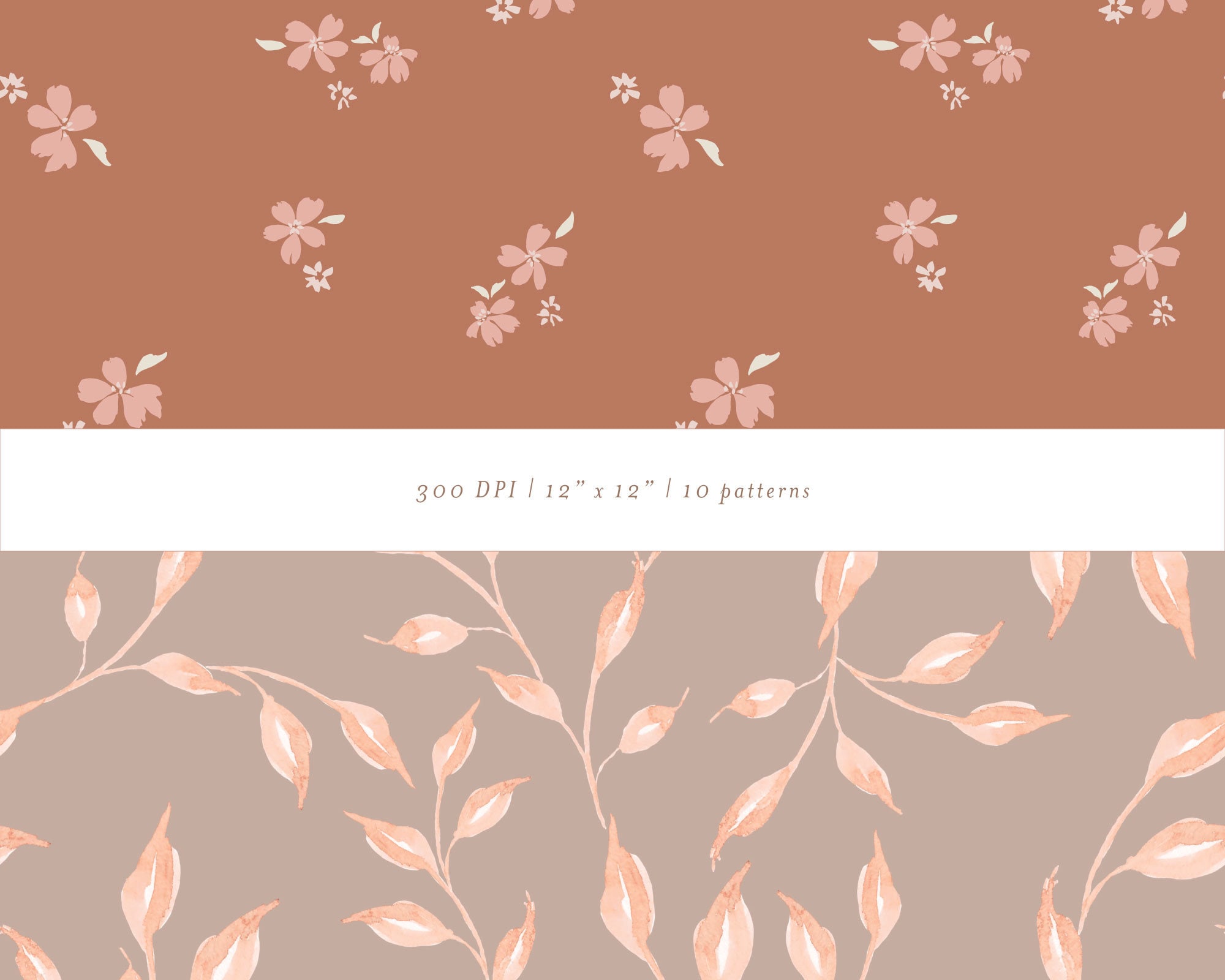 Terracotta Floral Digital Paper Pack: Boho Seamless Patterns (JPG ...