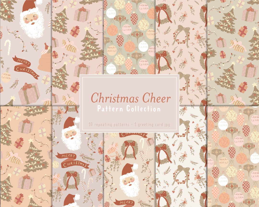 Christmas Cheer Boho Pattern Collection | Digital Paper Pack | 10 ...