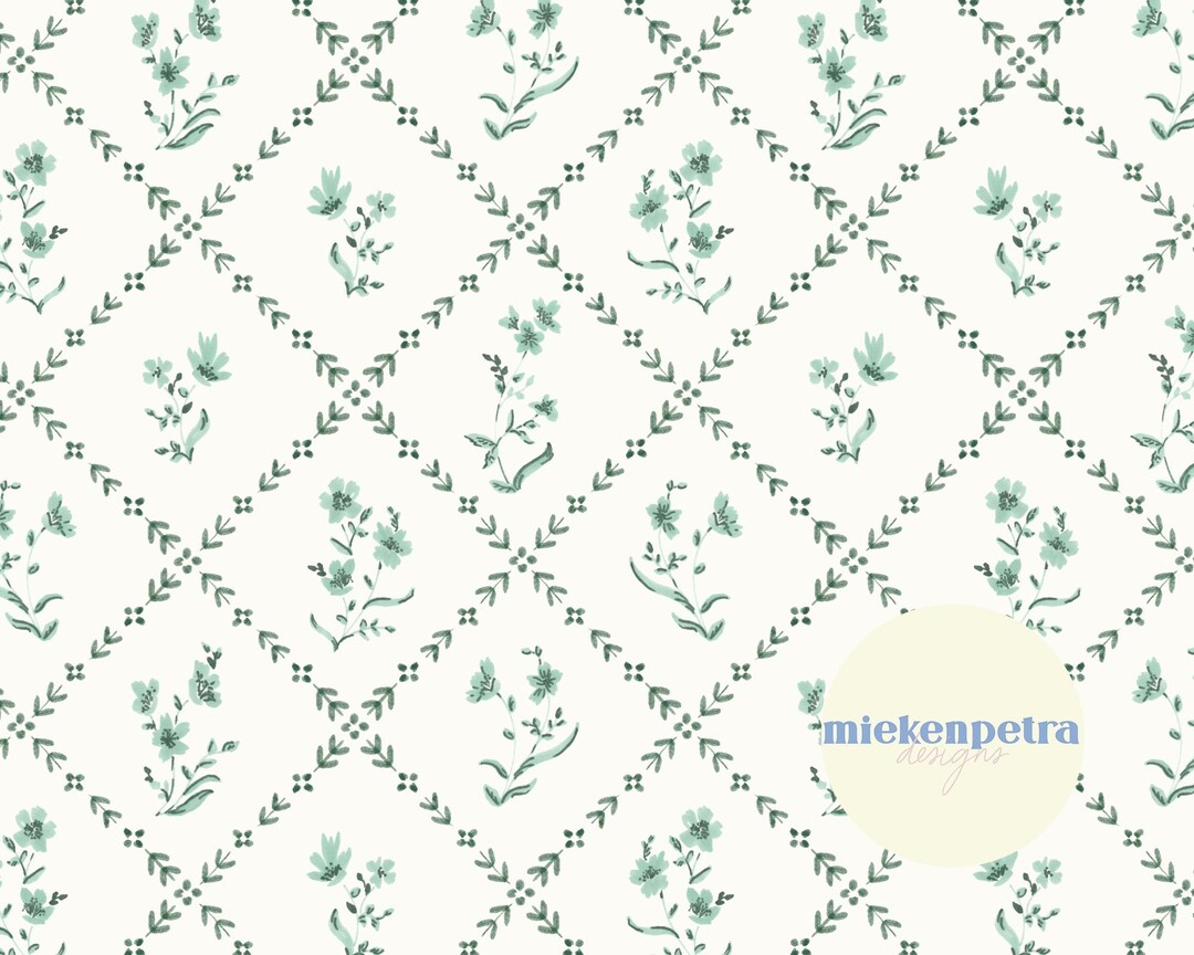 Sage Green Trellis Floral Pattern: Seamless Repeat (digital Paper) - Etsy