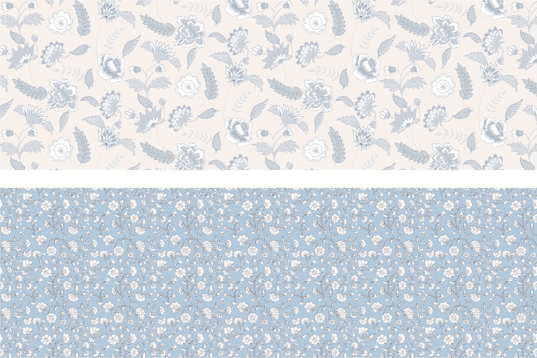 Baby Blue Florals | Digital Paper Pack | Set of 8 Seamless Repeating ...
