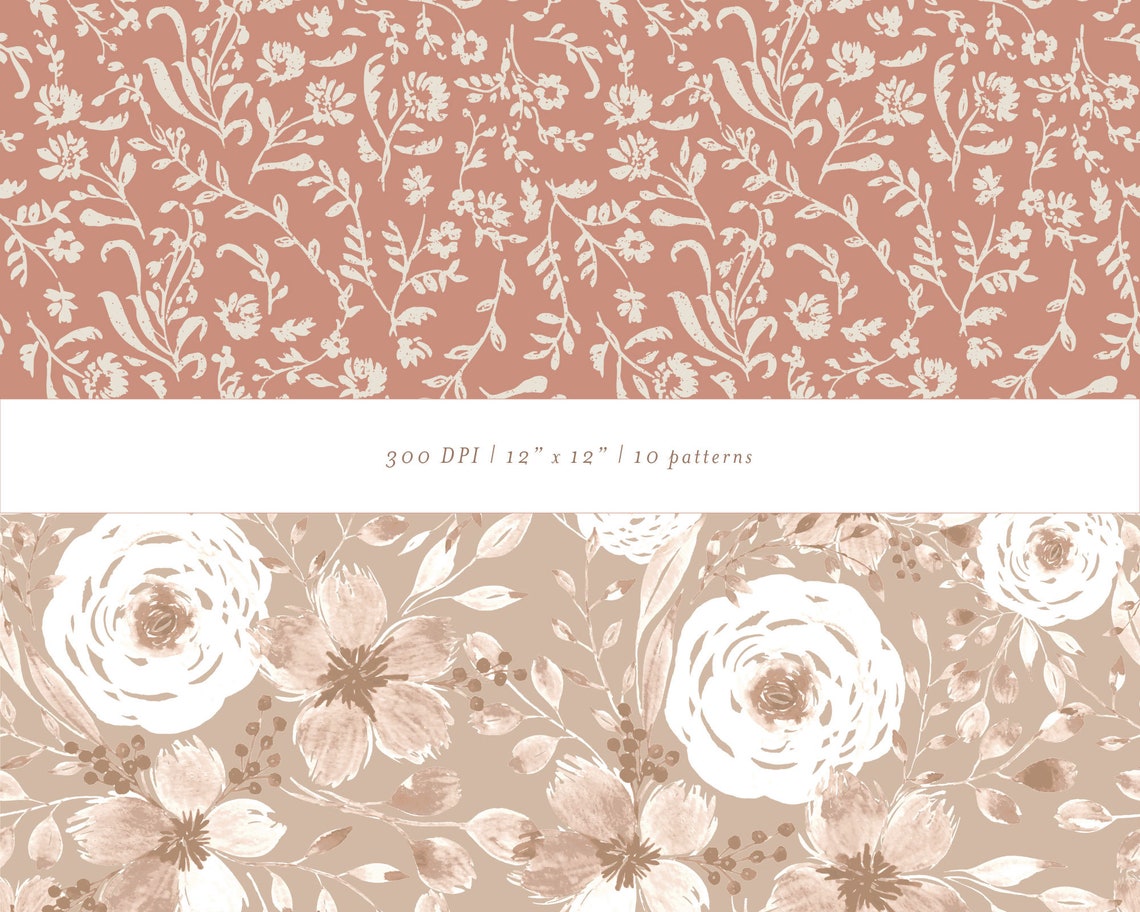 Terracotta Boho Digital Paper Pack Set of 10 Seamless Repeating ...