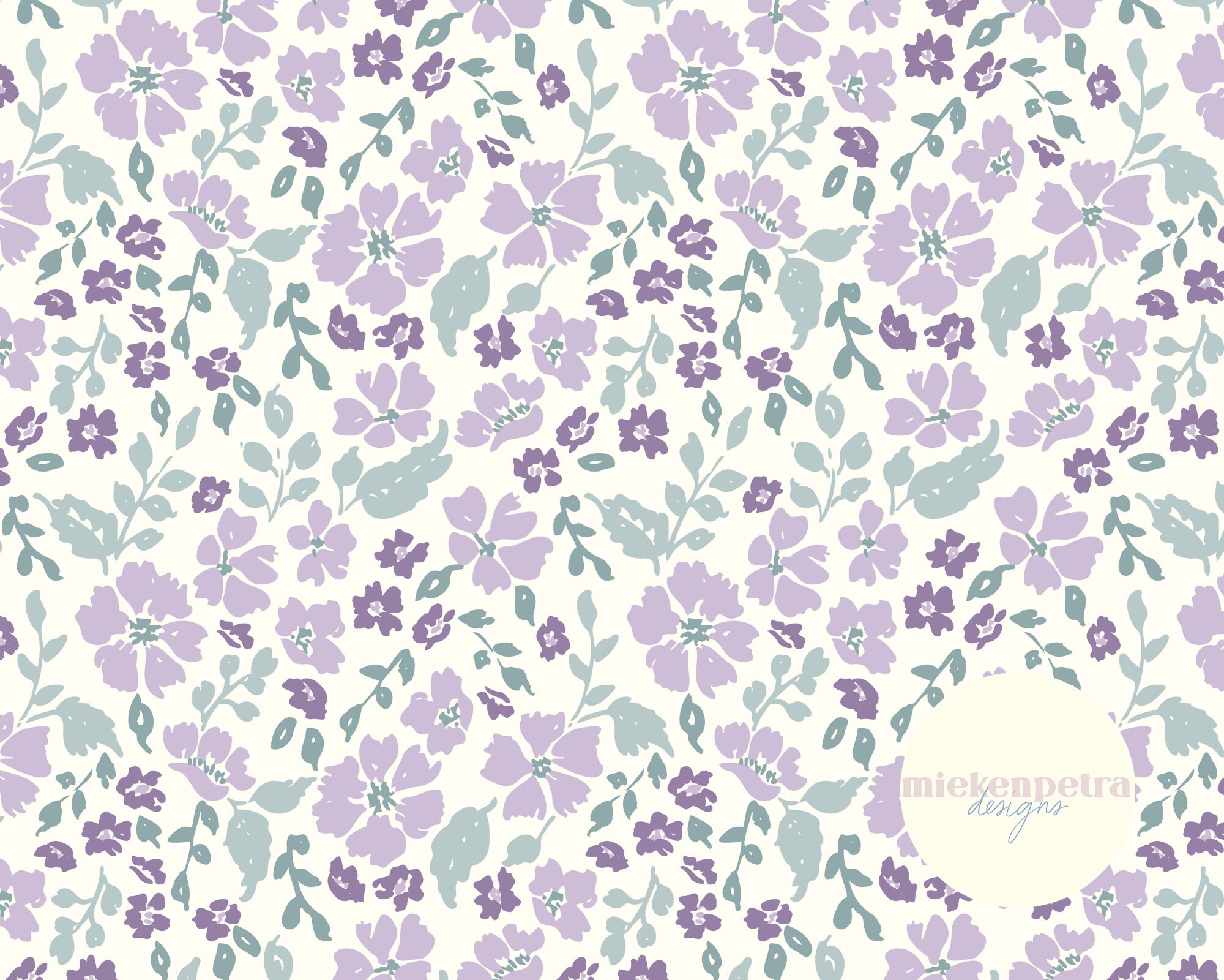 Tossed Ditsy Floral Seamless Pattern Digital Paper Sage, Lavender High ...