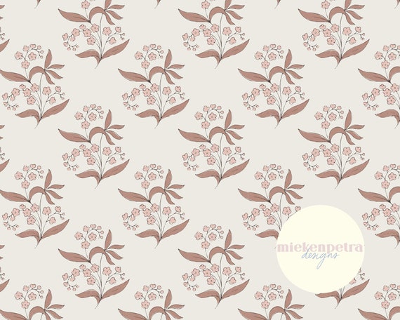 Block Print Line Art Seamless Pattern Pink Brown Boho - Etsy