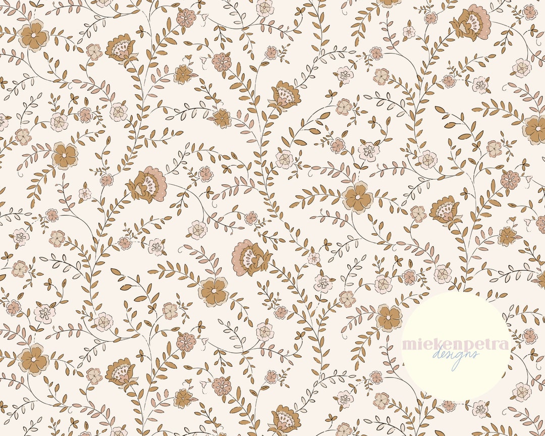 Cottagecore Floral Pattern: Pink & Brown Ditsy Print (digital Paper) - Etsy