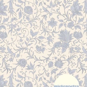 Floral Block Print Pattern: Blue Cottage Style (JPG Digital Paper) - Etsy