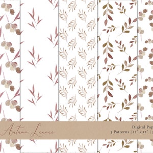 Autumn Leaves Digital Paper Pack Set of 5 Seamless - Etsy
