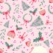 Pink Christmas Seamless Pattern: Boho Watercolor Ornaments (digital ...