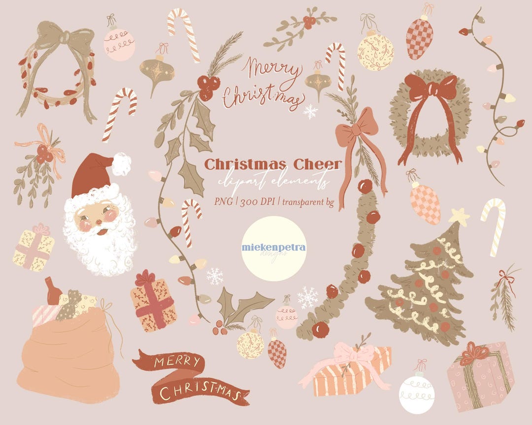 Boho Christmas Cheer Clipart | Transparent PNG, Holiday Wreath ...