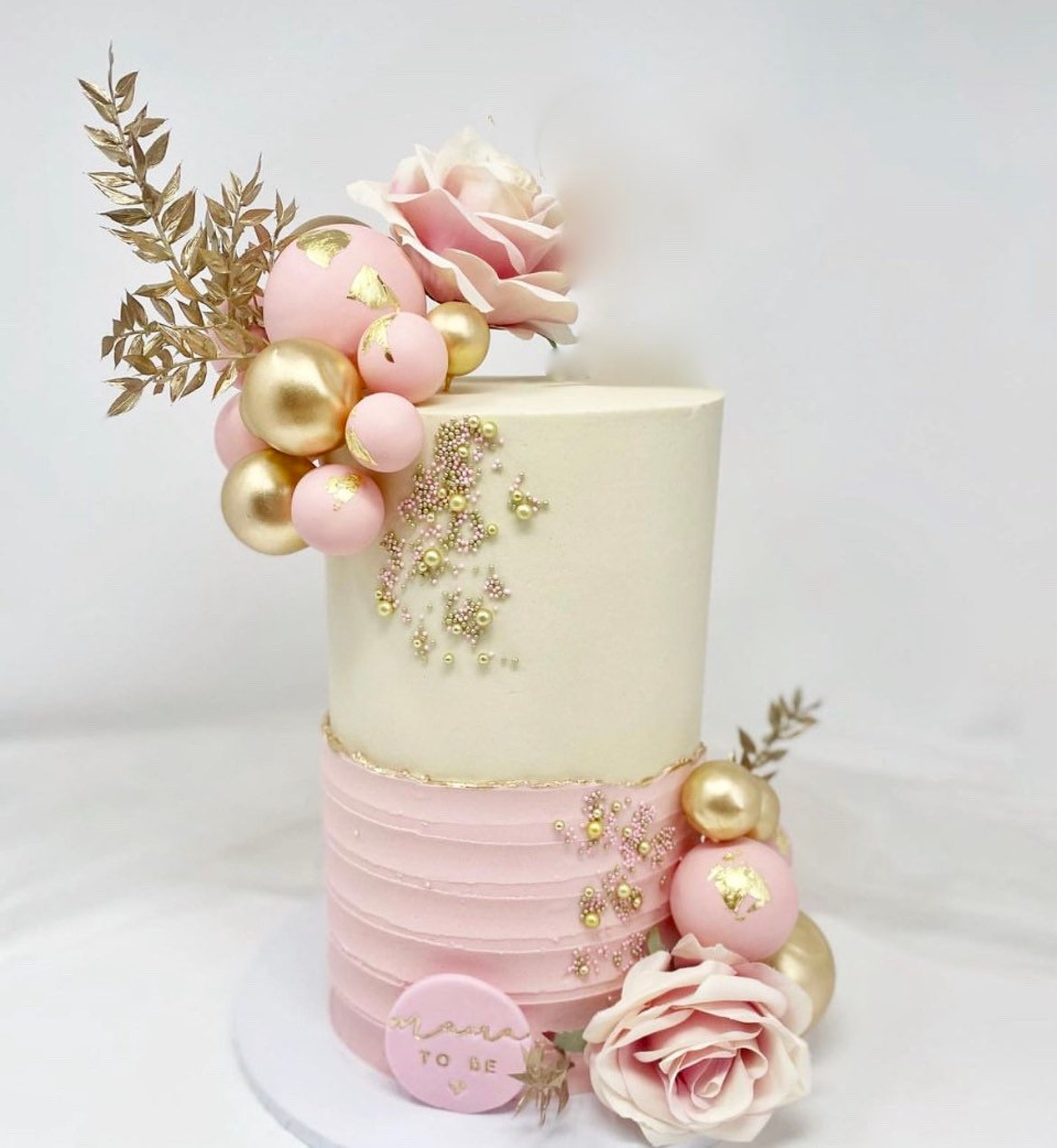 10/20 Dried Flower Pink Gold Ball Rose Topper DIY Cake Topper - Etsy UK