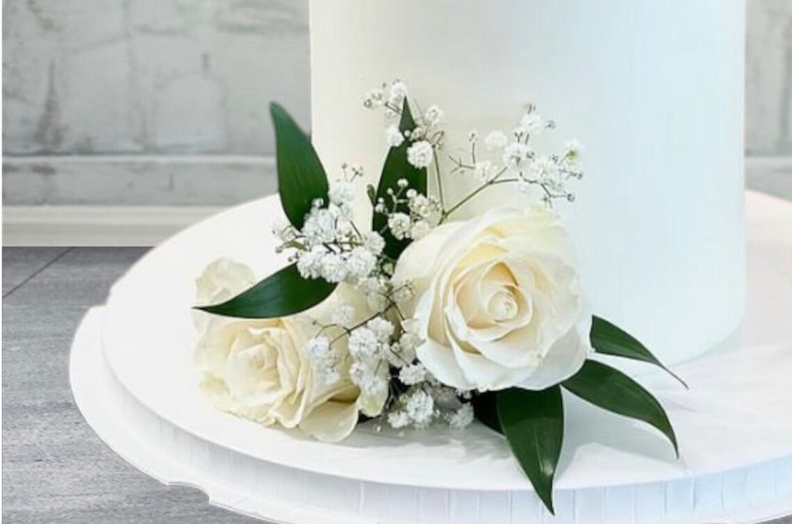 Artificial White Rose Gypsophila Italian Ruscus Cake Decor - DIY Cake ...
