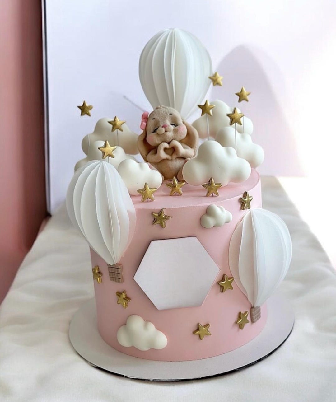 Edible Wafer Paper Hot Air Balloon Bunny Cake Decoration - Etsy