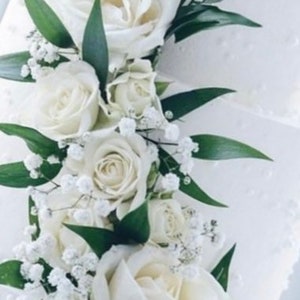 Artificial Rose Gypsophila Baby’s Breath Garland Cake Decor - Floral ...