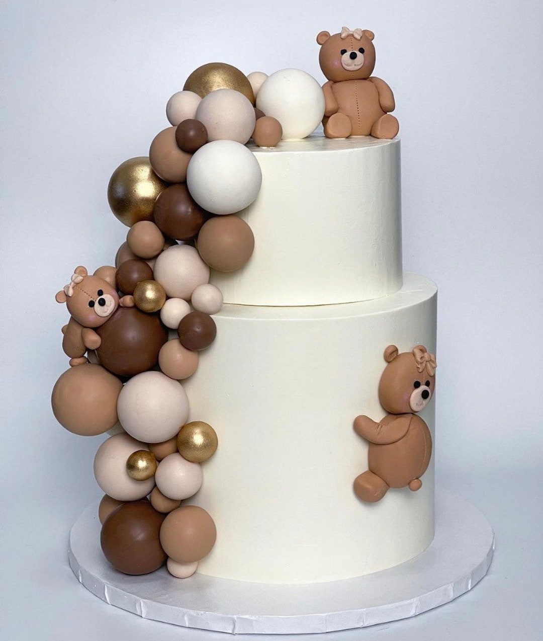 10/20 Brown Taupe White Ball Topper DIY Cake Topper Birthday Cake Decor ...