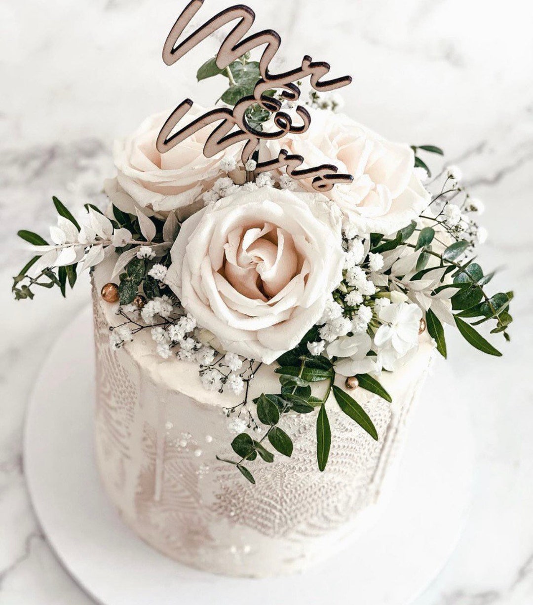 Artificial White Rose Gypsophila Cake Decor - DIY Cake Decor - Floral ...