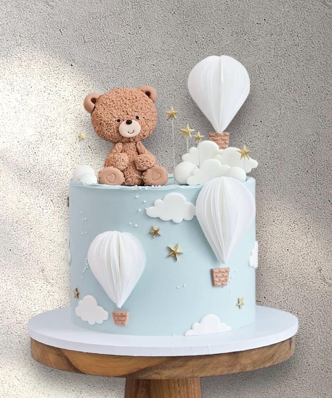 Edible Wafer Paper Hot Air Balloon Fondant Bear Cake Decoration - Etsy