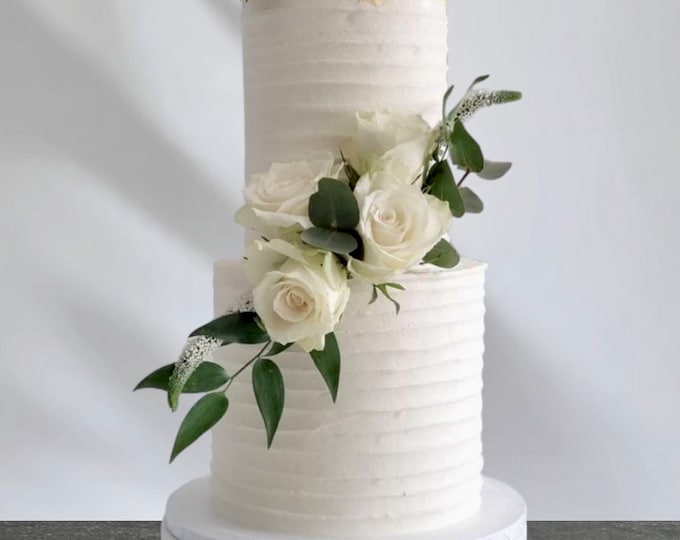 Preserved Eucalyptus Greenery Garland White Rose Arrangement Cake Decor ...