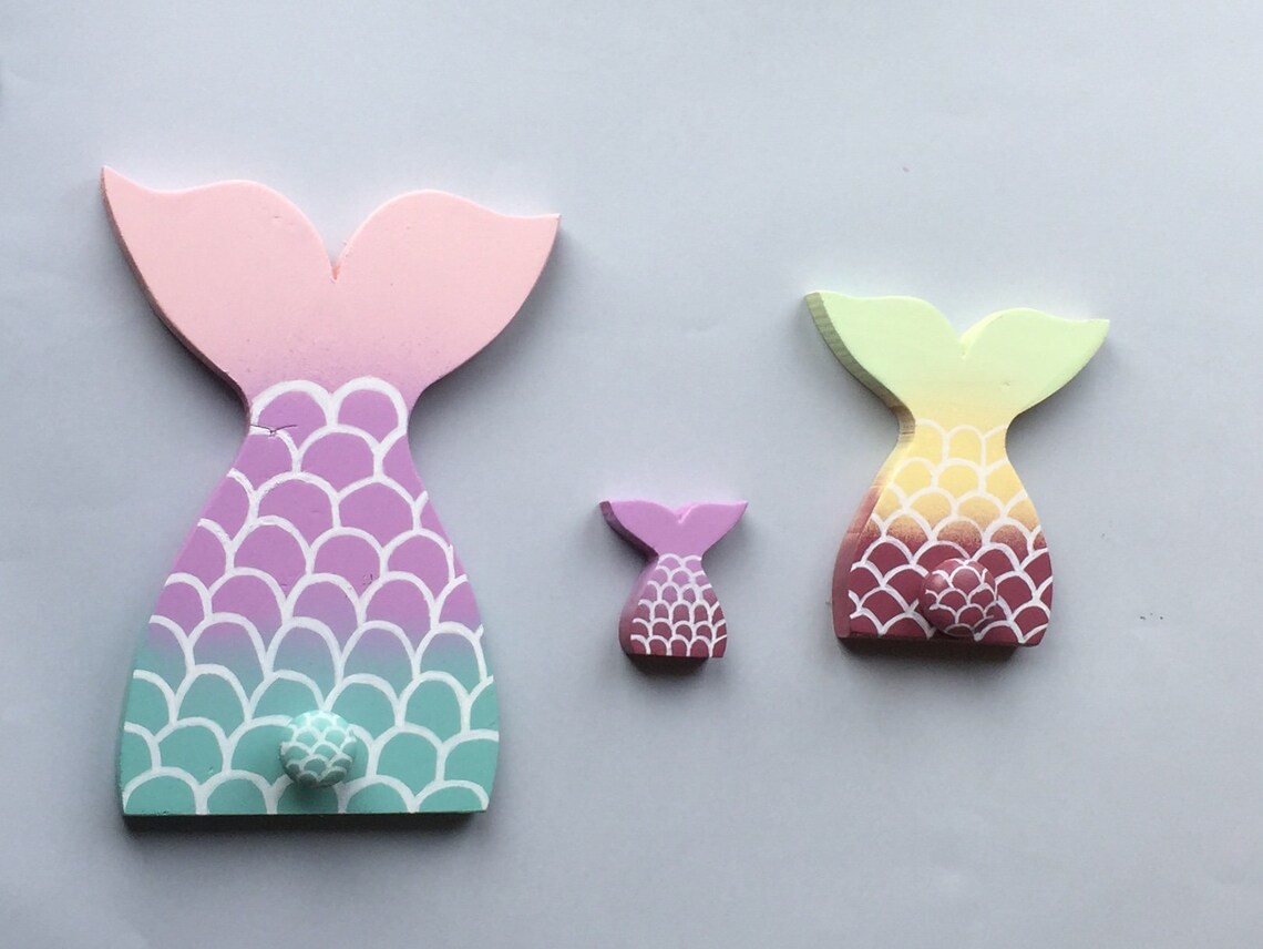 Wood Mermaid Tail Wall Hook Mermaid Tail Drawer Knob - Etsy