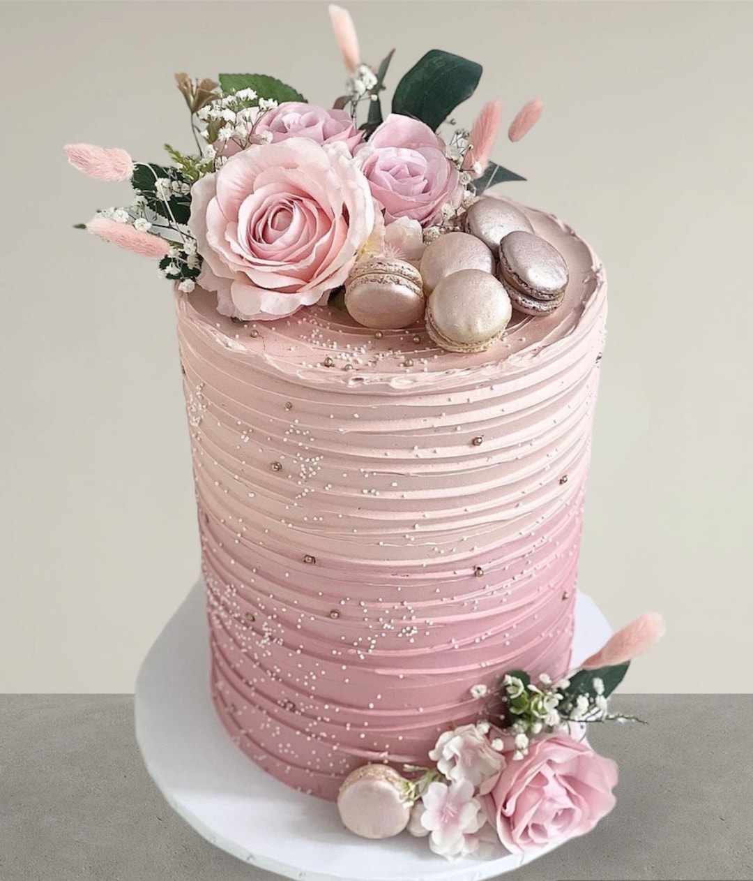 Artificial Pink Rose Gypsophila Eucalyptus Cake Decor - DIY Cake Decor ...