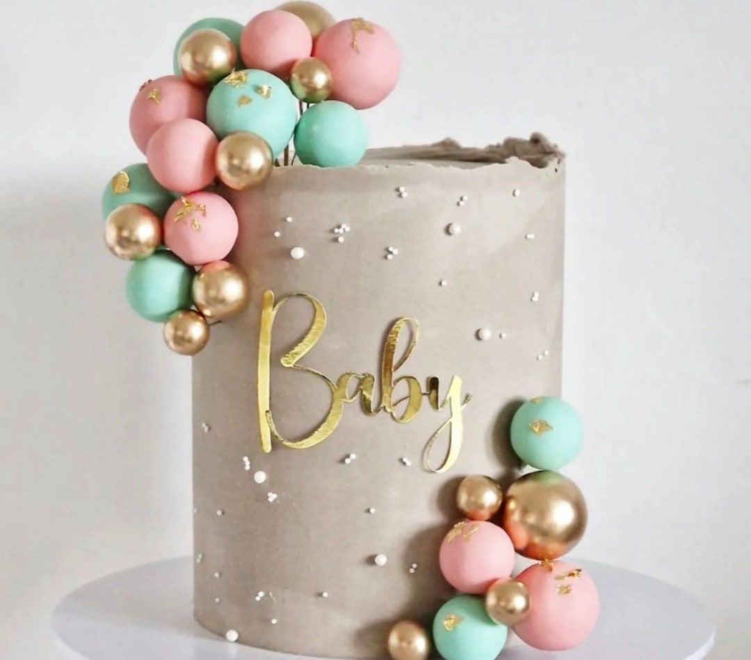 10/20 Turquoise Pink Gold Ball Topper DIY Cake Topper - Etsy