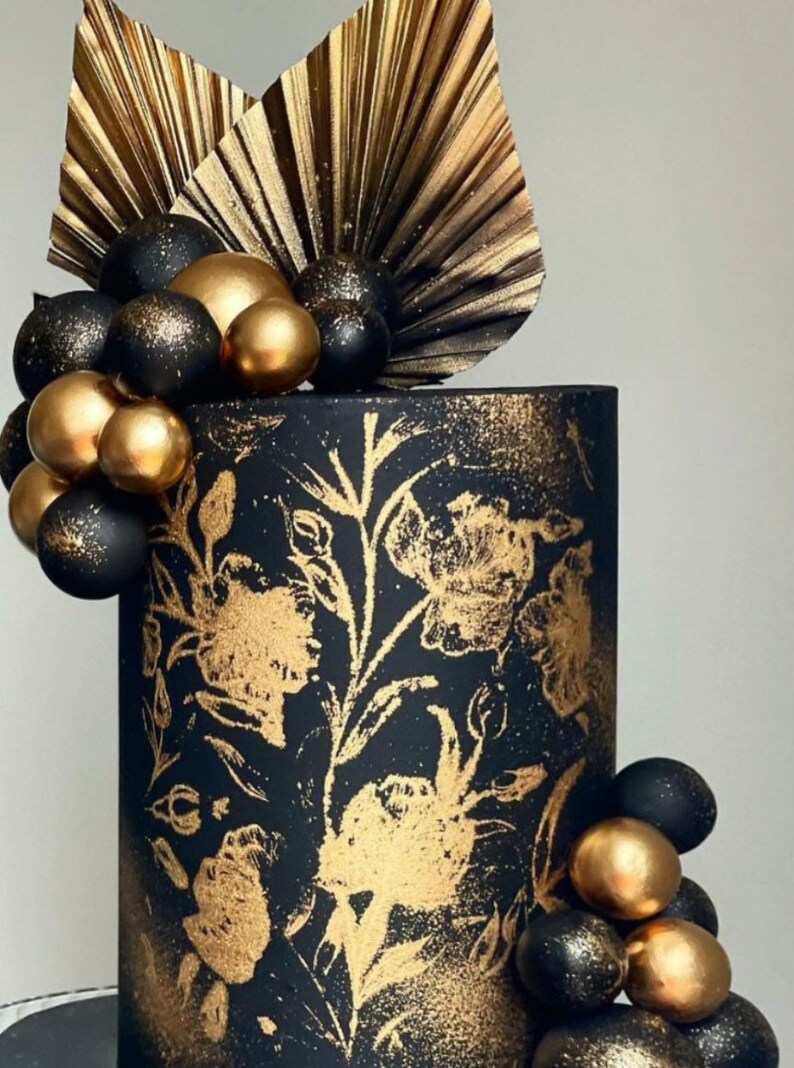 10/20 Dried Spear Palm Black Gold Ball Topper DIY Cake Topper - Etsy
