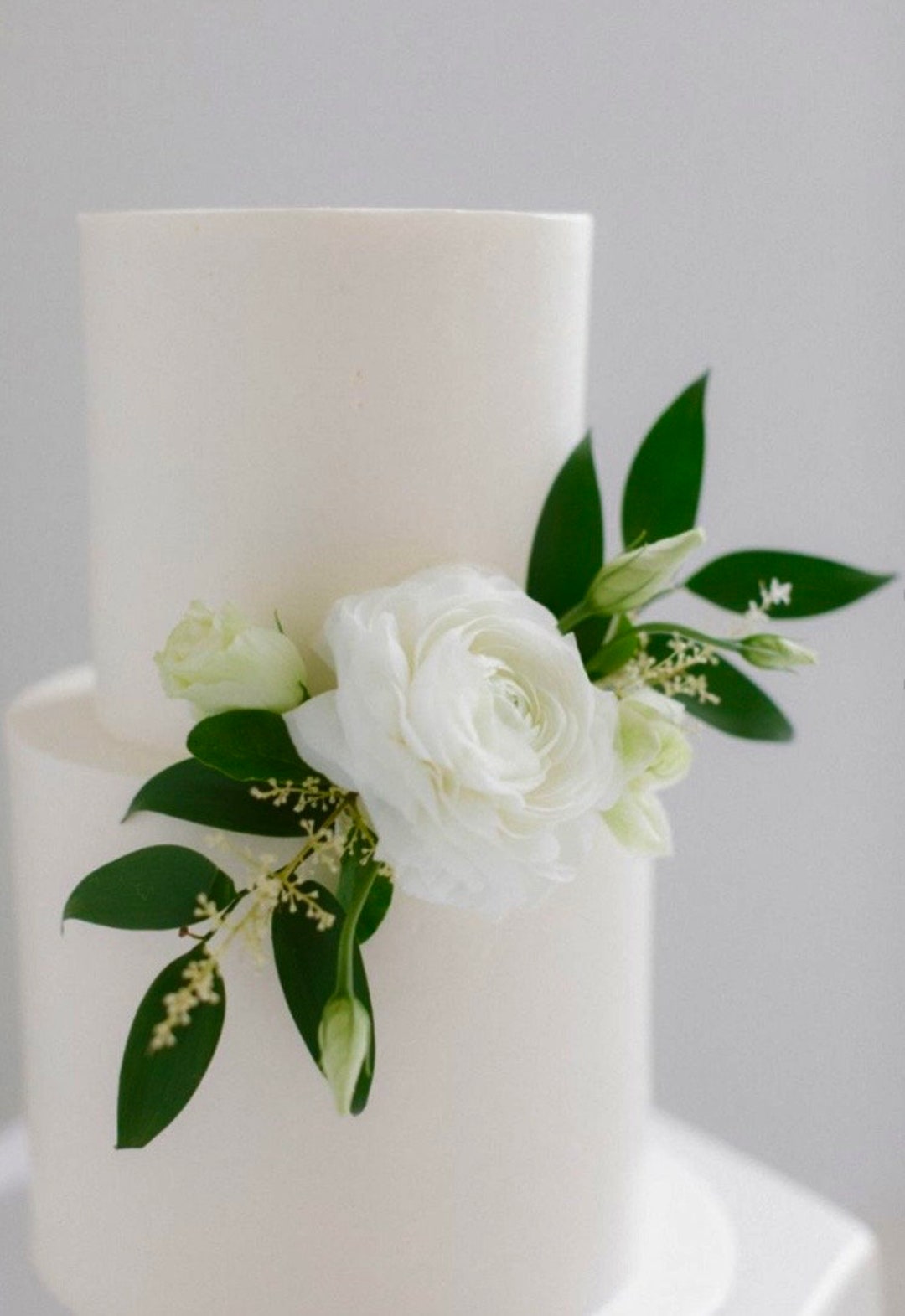 Artificial Ruscus White Rose Cake Topper- Flower Cake Decor - Etsy